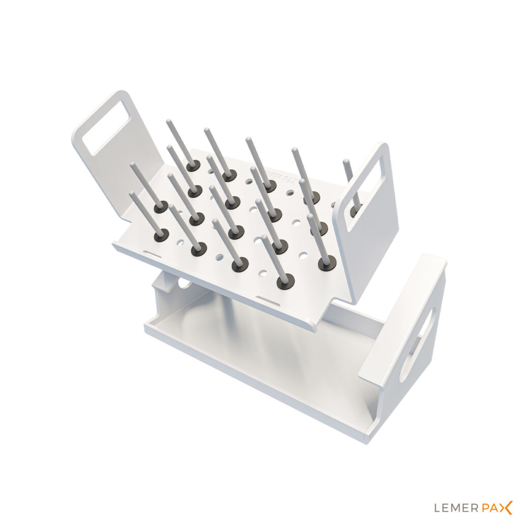 Drying rack for syringe shields - Lemer Pax